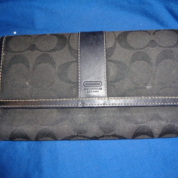 Coach | Bags | Coach Signature Logo Trifold Wallet Checkbook | Poshmark
